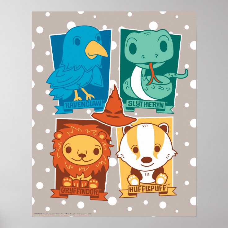 HARRY POTTER™ | CARTOON HOGWARTS™ HOUSES POSTER | Zazzle