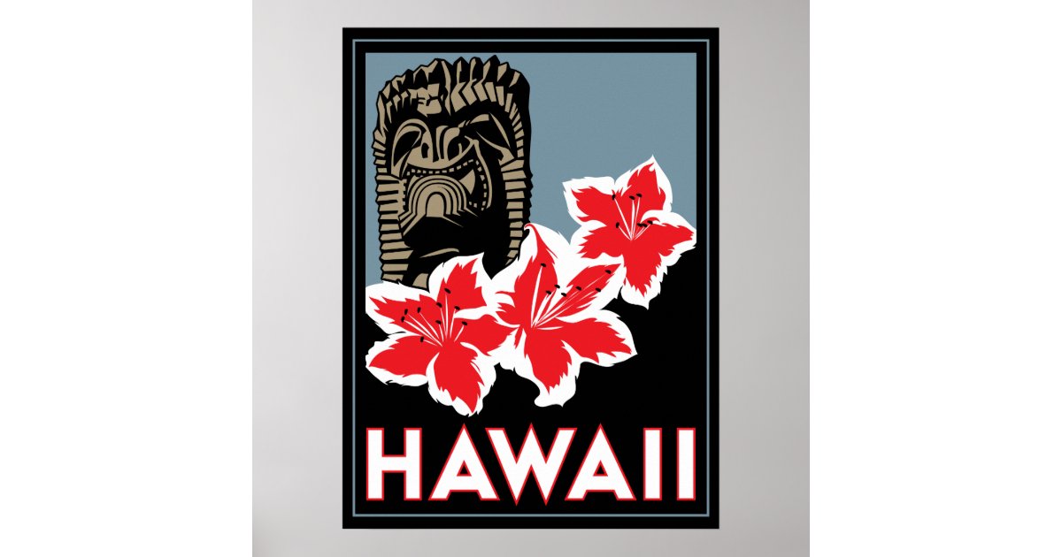 hawaii united states usa art deco retro poster | Zazzle