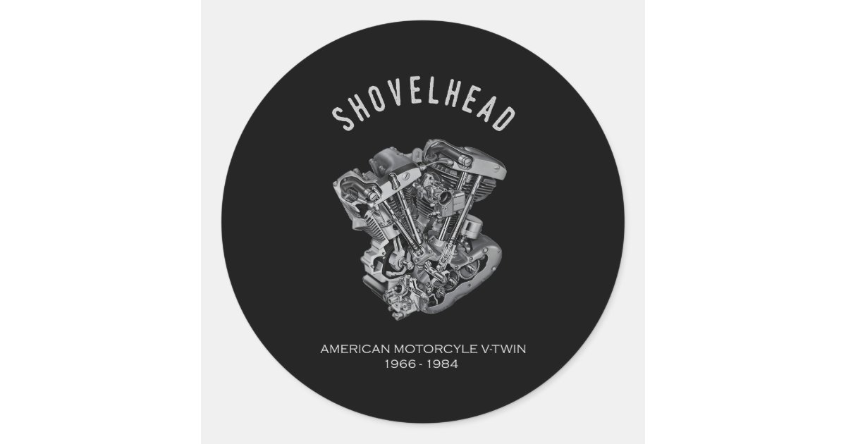 Hd Motorcycle Vtwin Shovelhead Engine Drawing Bike Classic Round ...