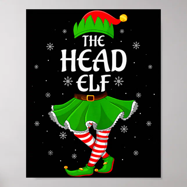 Head Elf Christmas Family Girls Women Elf Squad Xm Poster | Zazzle