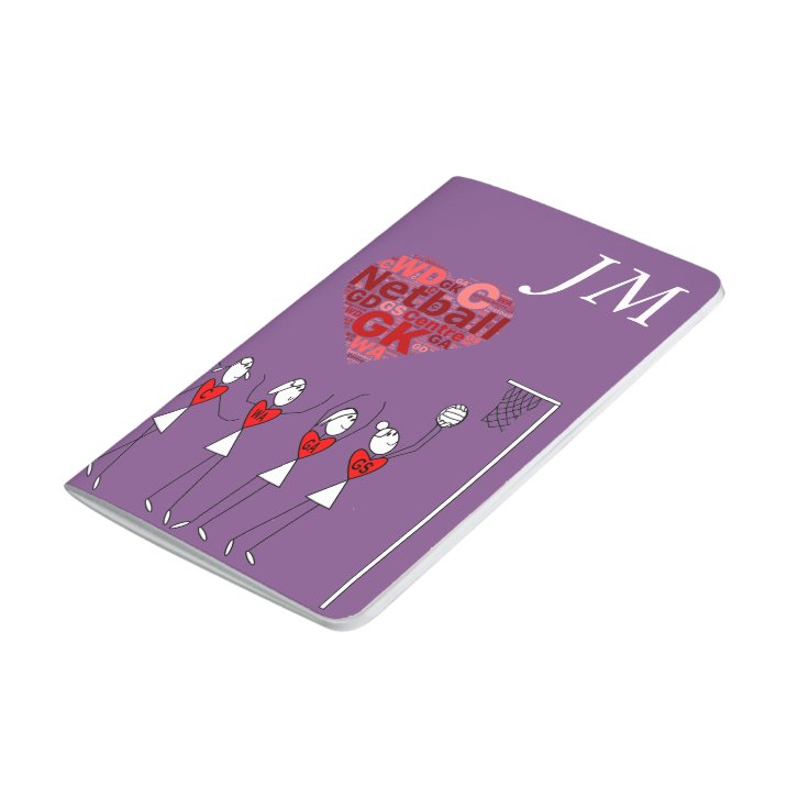 Heart Netball Positions Stick Figure Players Journal | Zazzle
