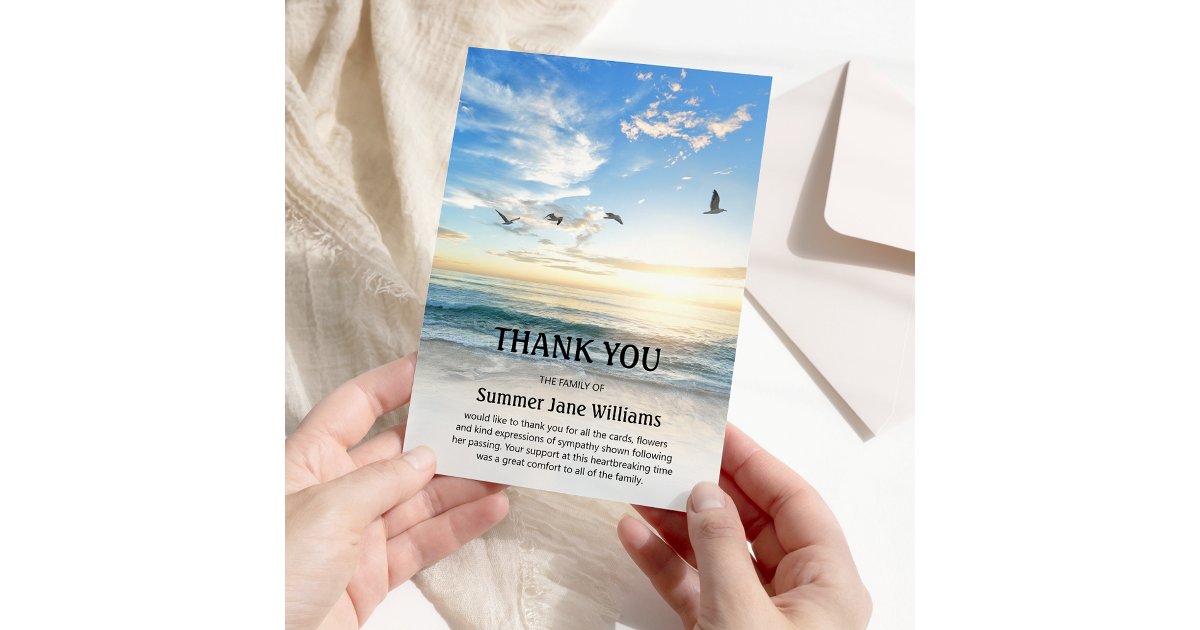 Heavenly Beach Scene | Funeral Thank You Card | Zazzle