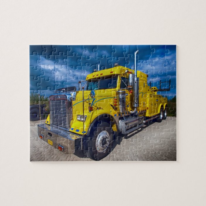 Heavy Duty Big Rig Yellow Semi Tow Truck Jigsaw Puzzle | Zazzle.com.au