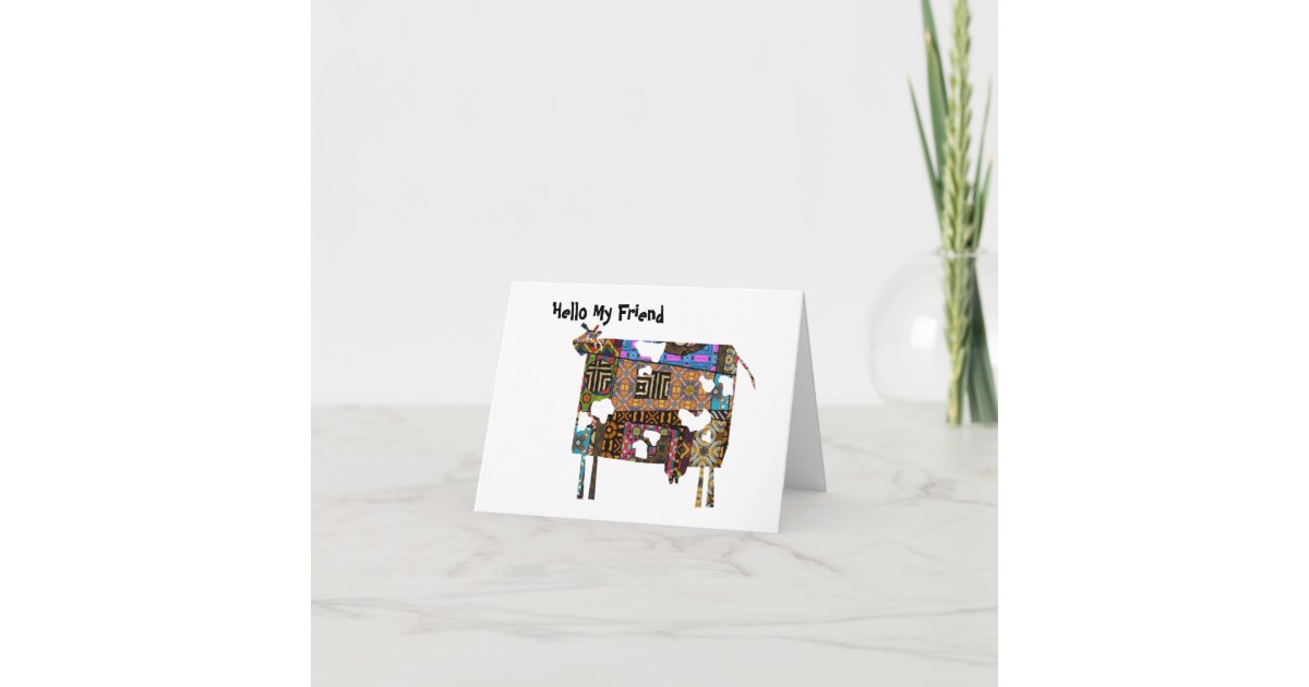 Hello My Friend - Cow Folded Greeting Card | Zazzle