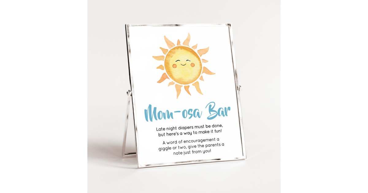 Here Comes the Son Cute Sun Mum Osa Bar Poster | Zazzle