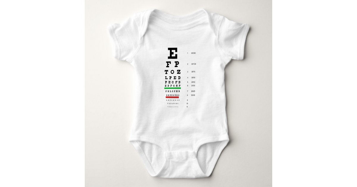 Herman Snellen Eye Chart to Estimate Visual Acuity Baby Bodysuit | Zazzle