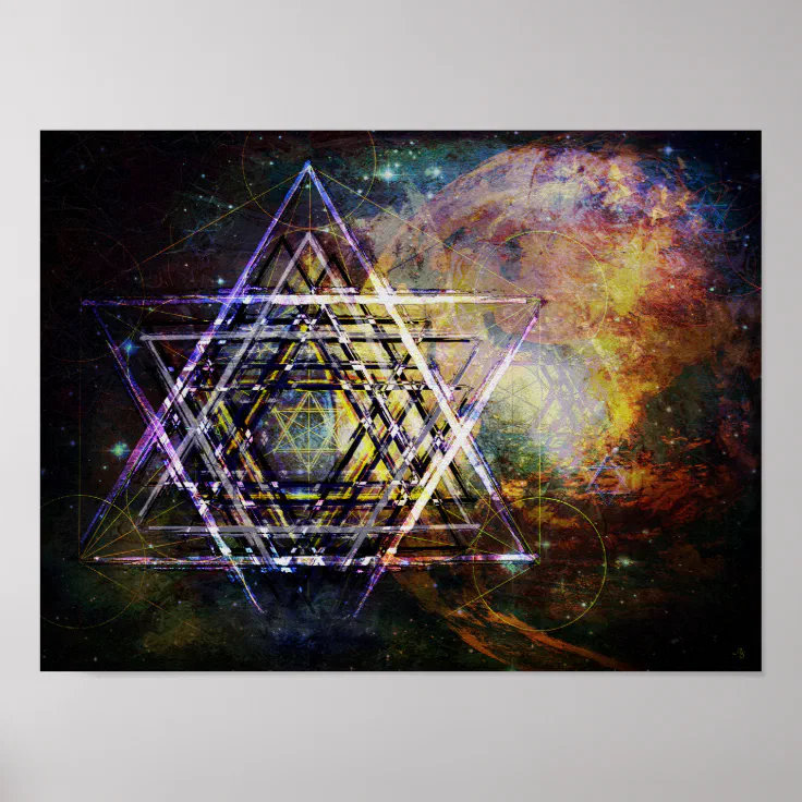 Hexagram sacred geometry symbol hexagram poster | Zazzle