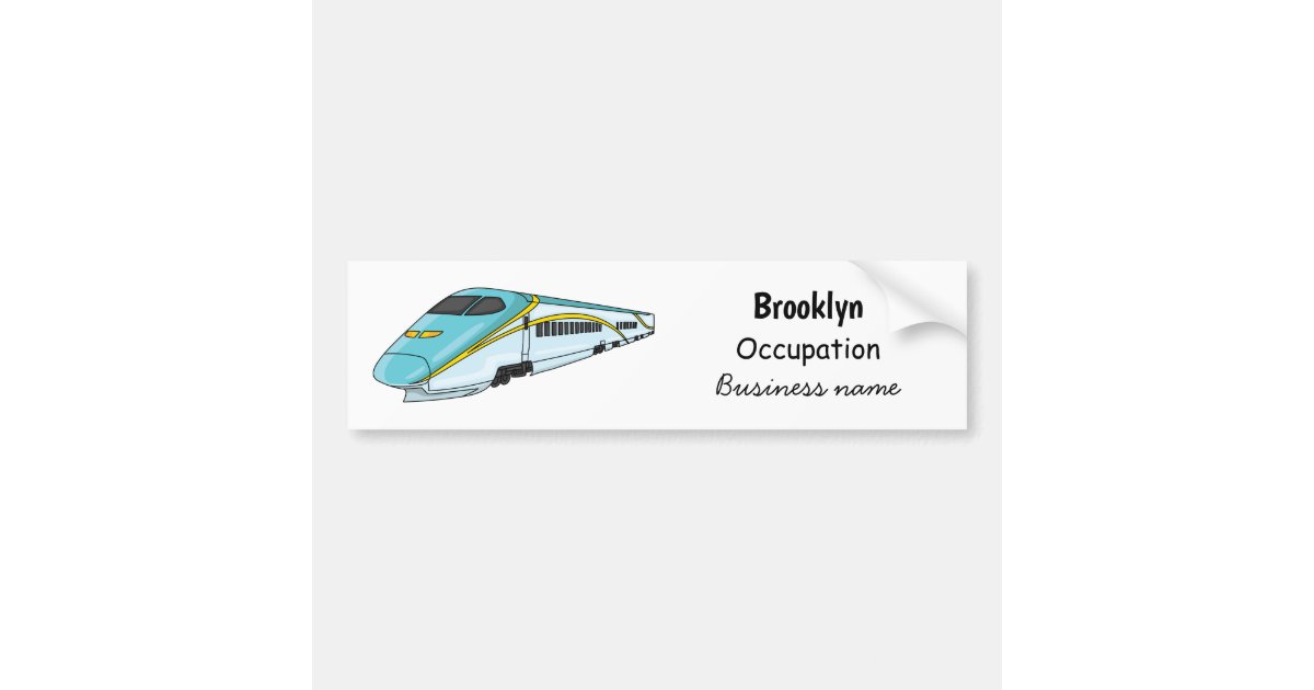 High speed bullet train cartoon illustration bumper sticker | Zazzle
