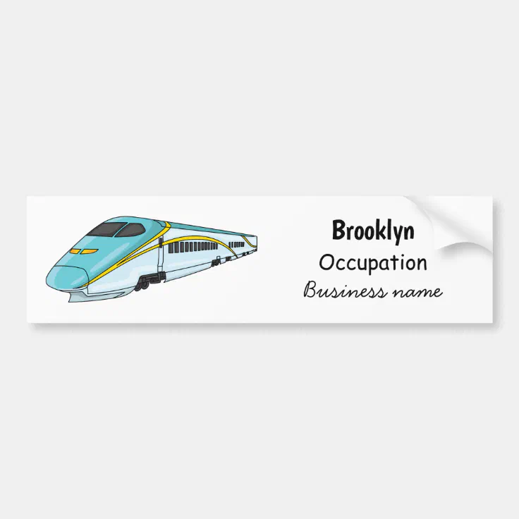 High speed bullet train cartoon illustration bumper sticker | Zazzle