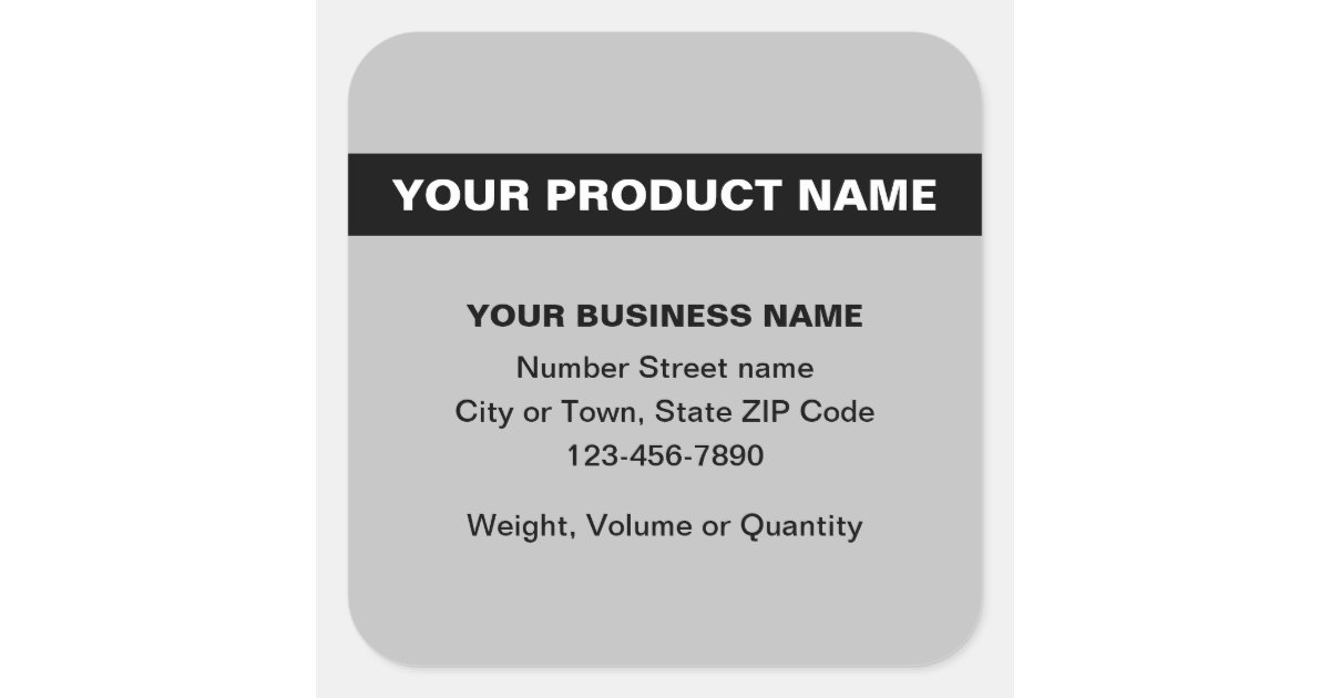 Highlighted Product Name on Grey Square Sticker | Zazzle