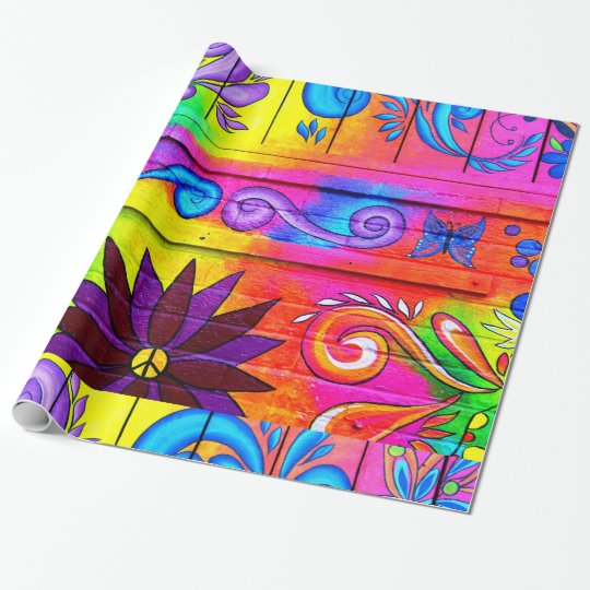 hippie 70's psychedelic wrapping paper | Zazzle.com.au