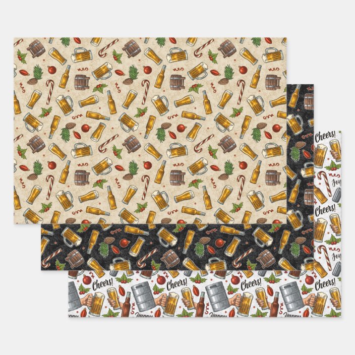 Holiday Beer Wrapping Paper Sheet Set | Zazzle.com.au