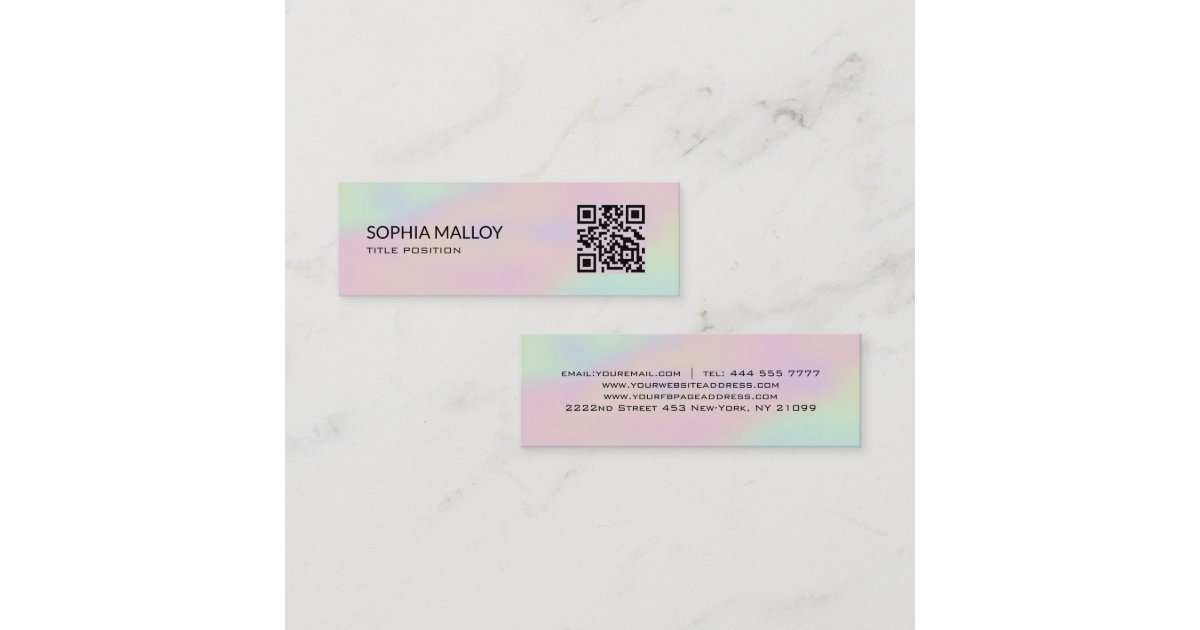 Hologram Background QR Code Mini Business Card | Zazzle