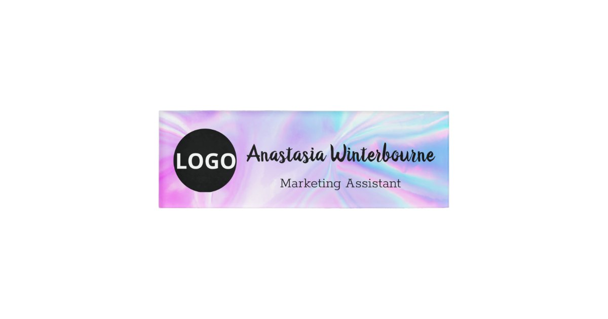 Holographic Name Badge – Custom Logo, Magnetic | Zazzle