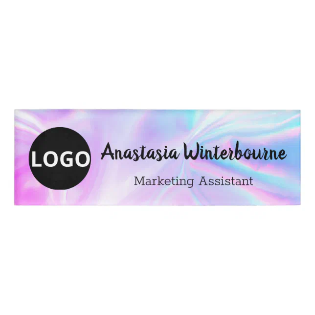 Holographic Name Badge – Custom Logo, Magnetic | Zazzle