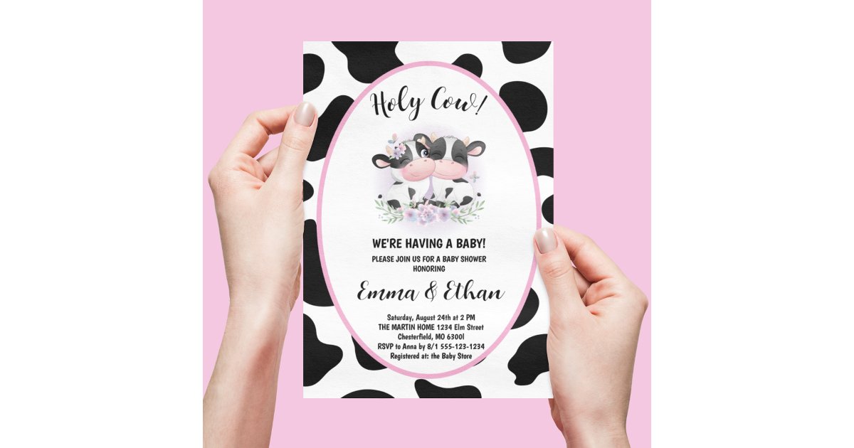 Holy Cow Gender Reveal Baby Shower Invitation | Zazzle