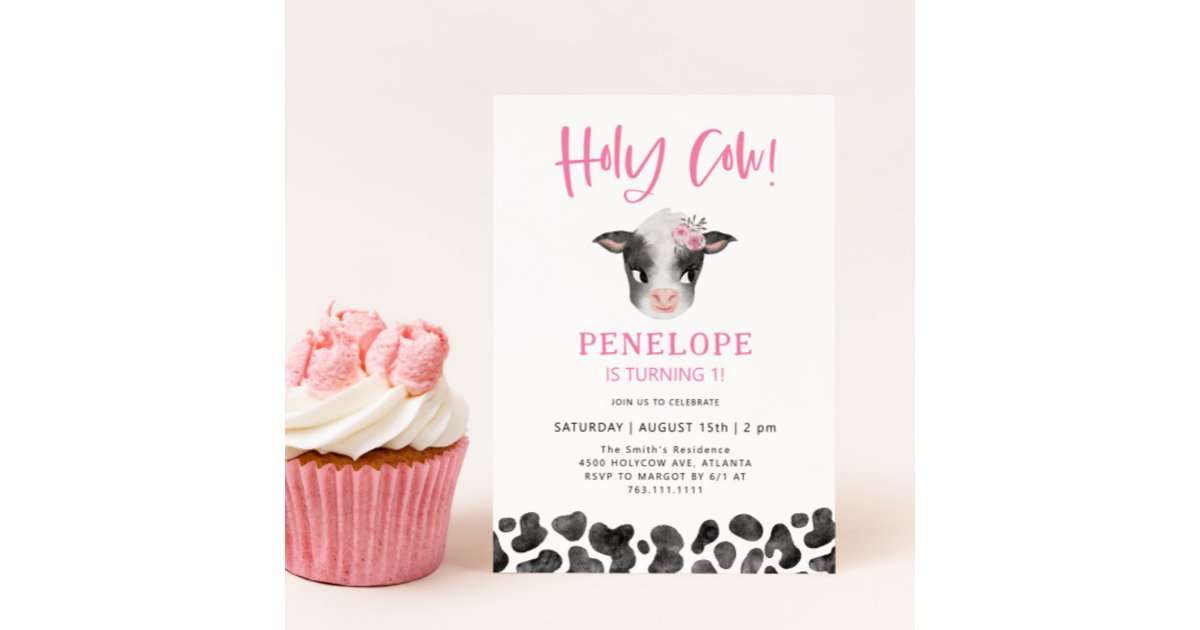 Holy Cow Girl 1st Birthday Invitation | Zazzle