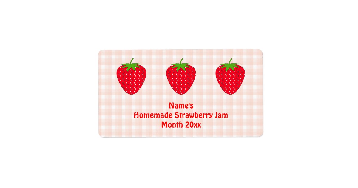 Homemade Strawberry Jam Label.Pink and Red. | Zazzle