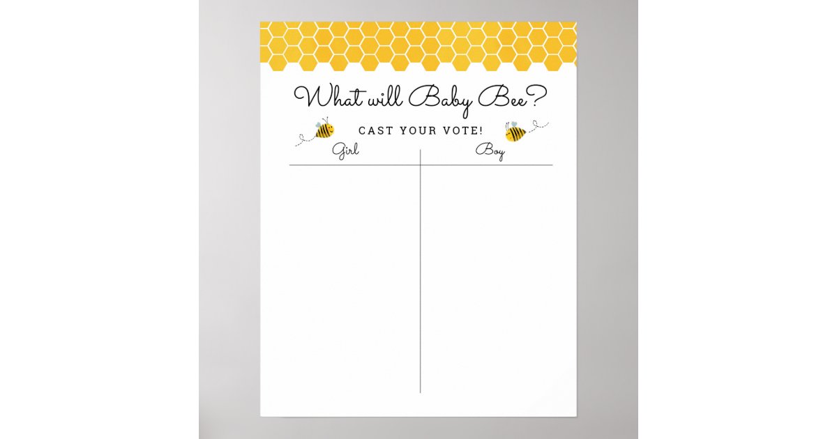 Honey Bee Gender Reveal Voting Sign | Zazzle
