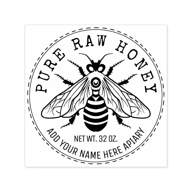 Honey Jar Labelling | Honeybee Honeycomb Bee Apiar Self-inking Stamp ...