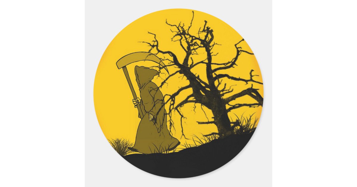 Hooded Machete Man Classic Round Sticker | Zazzle
