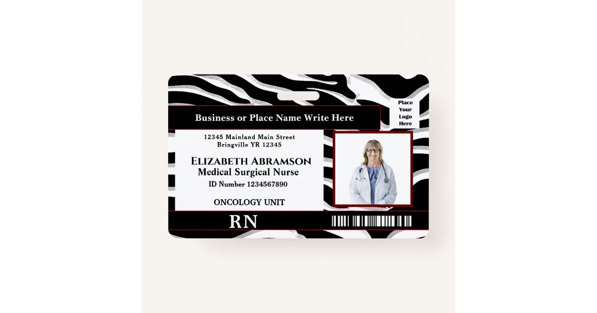 Hospital Employee Photo Logo ID Card Personalise ID Badge | Zazzle
