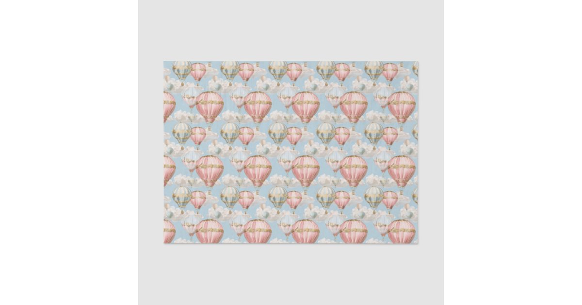 Hot Air Balloon Romantic Pattern Decoupage Tissue Paper | Zazzle
