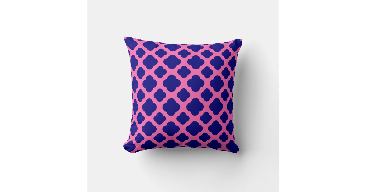 Hot Pink and Navy Blue Quatrefoil Pattern Cushion | Zazzle