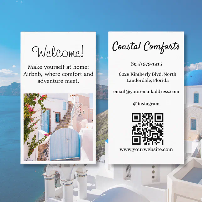 House Rental Custom picture QR code Greece Business Card | Zazzle