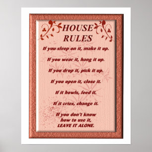 House Rules Posters & Photo Prints | Zazzle AU