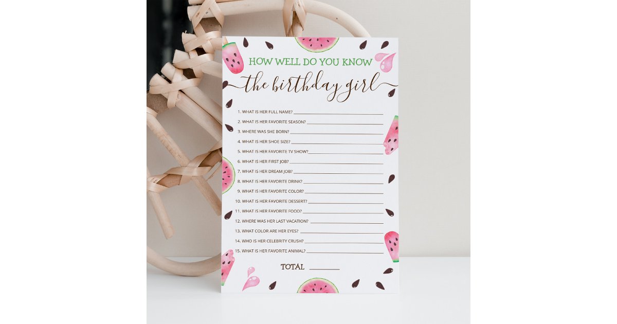 How Well Do You Know Birthday Girl Editable Game | Zazzle