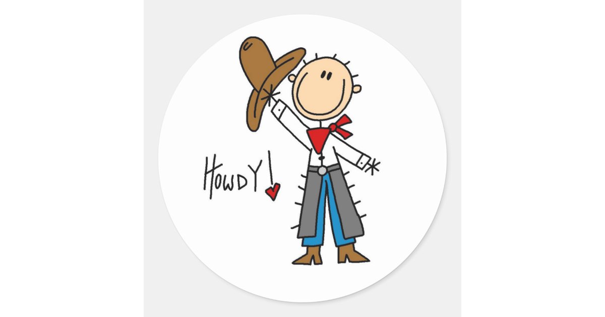 Howdy! Cowboy Stick Figure Sticker | Zazzle