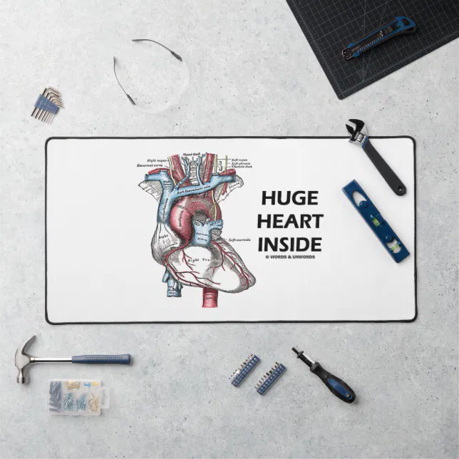 Huge Heart Inside Human Heart Anatomy Diagram Desk Mat | Zazzle