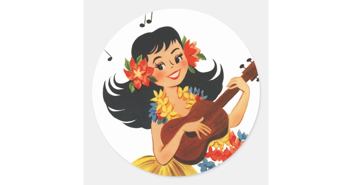Hula Hula Girl Classic Round Sticker | Zazzle