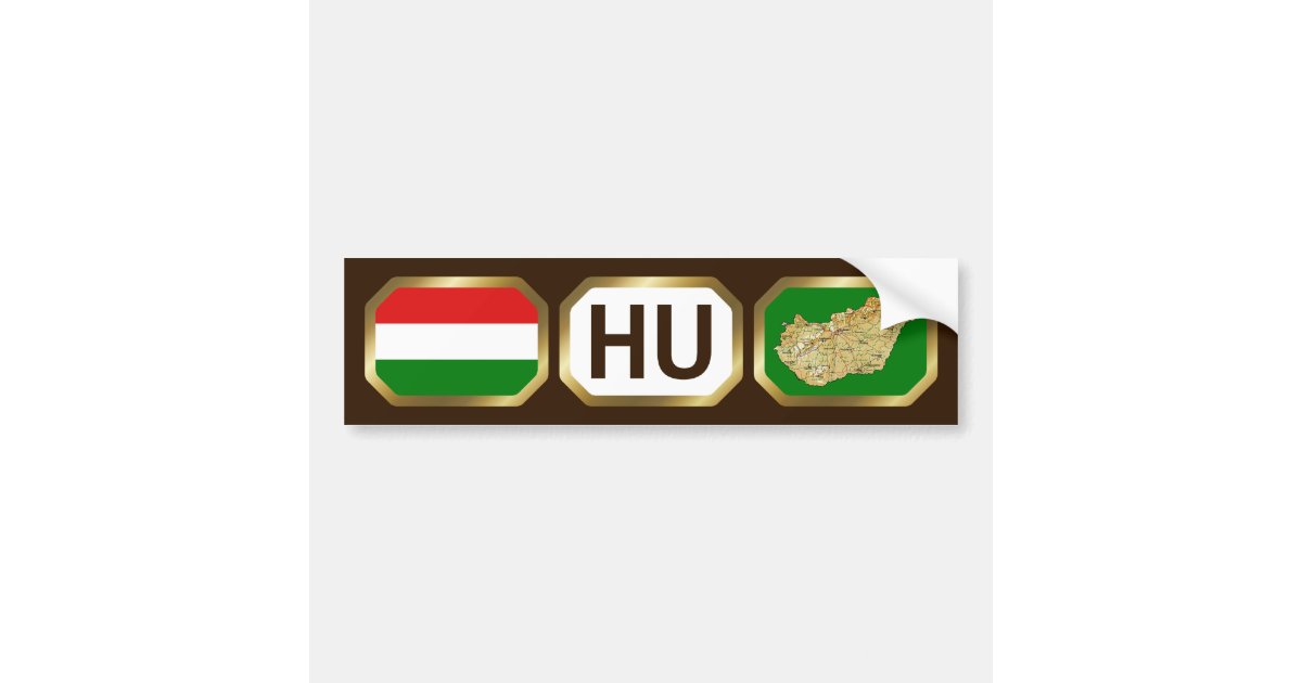 Hungary Flag Map Code Bumper Sticker | Zazzle