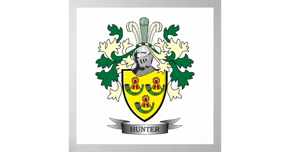 Hunter Family Crest Coat of Arms Poster | Zazzle