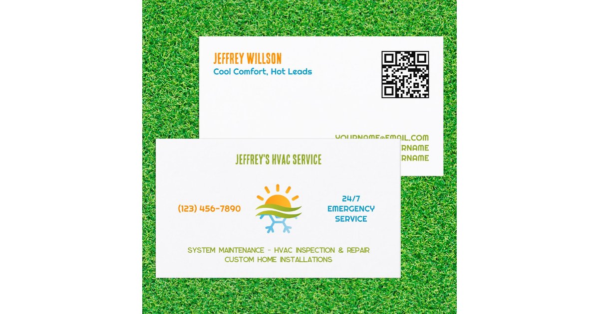 HVAC Air Conditioning Custom QR Business Card | Zazzle