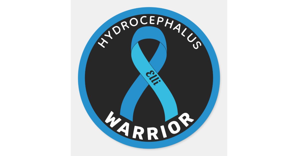 Hydrocephalus Warrior Ribbon Black Round Sticker | Zazzle
