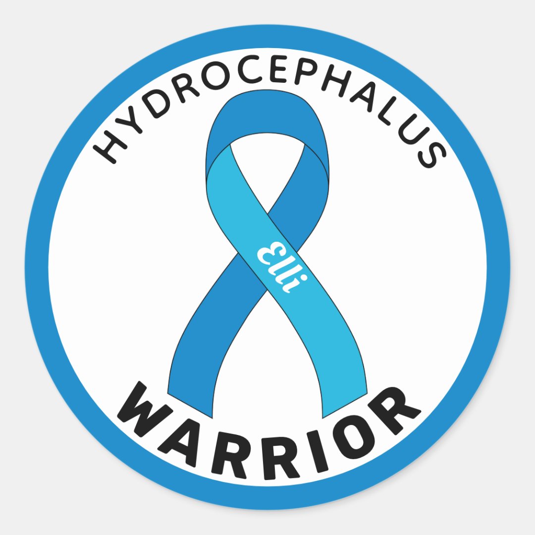 Hydrocephalus Warrior Ribbon White Round Sticker | Zazzle