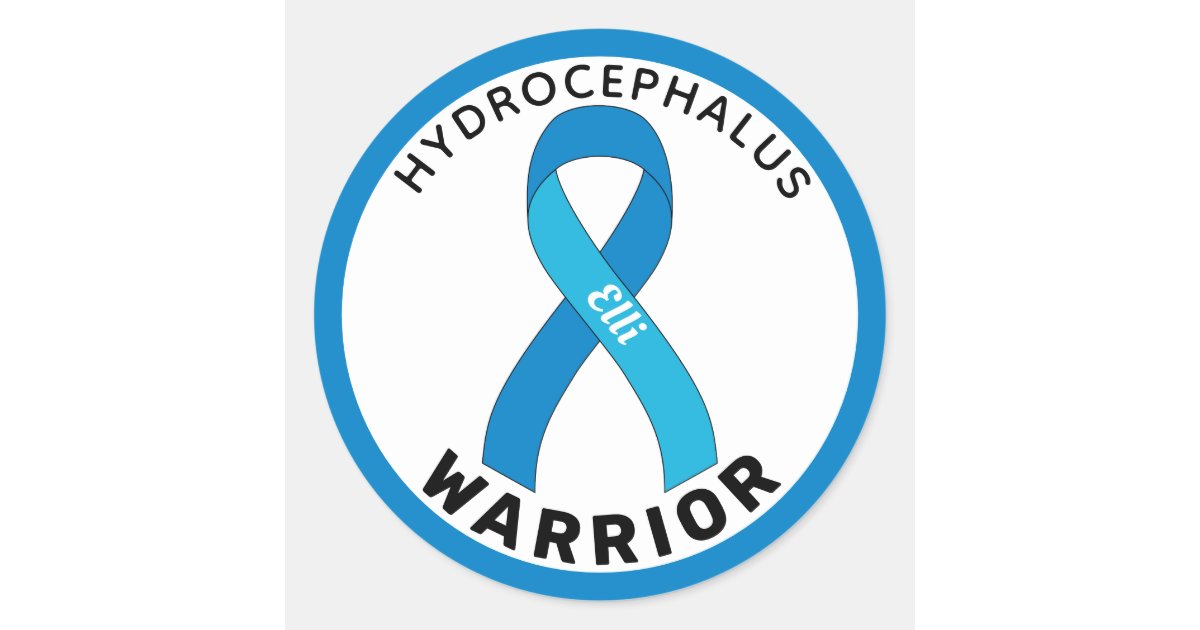 Hydrocephalus Warrior Ribbon White Round Sticker | Zazzle