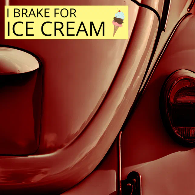 I BRAKE FOR ICE CREAM Cute Ice Cream Cone Bumper Sticker | Zazzle