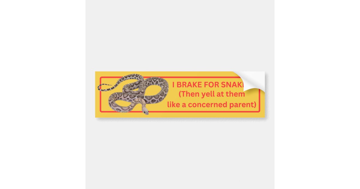 I Brake for Snakes Bumper Sticker | Zazzle