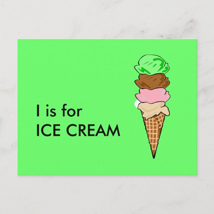 "I" is for Ice Cream Alphabet Flashcard Postcard | Zazzle.com.au