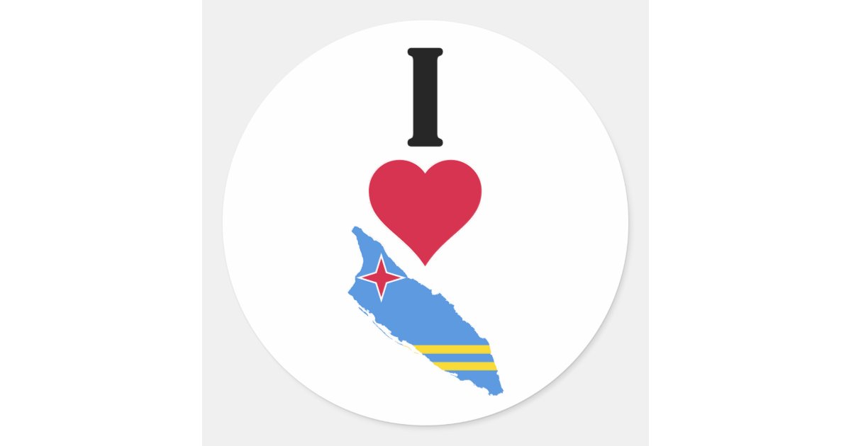 I Love Aruba Vertical I Heart Aruba Flag Map Classic Round Sticker | Zazzle