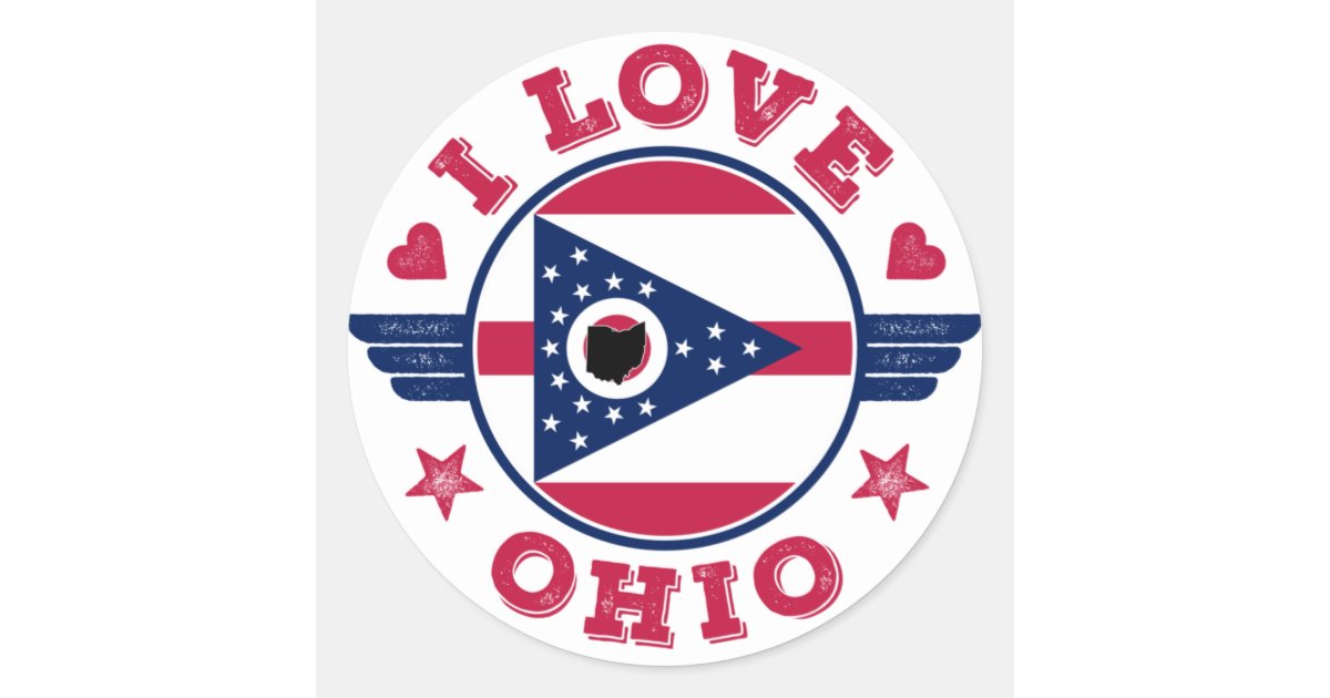 I Love Ohio State Flag and Map Classic Round Sticker | Zazzle