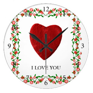 Rose Heart Wall Clocks | Zazzle.com.au
