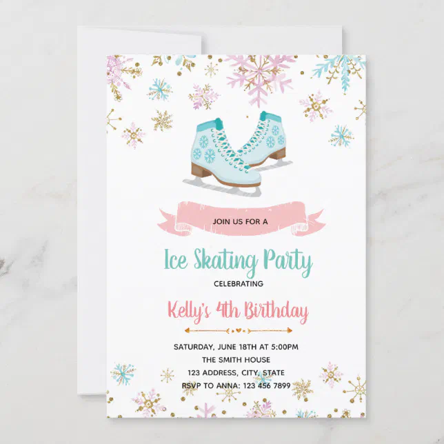 Ice skate party invitation | Zazzle