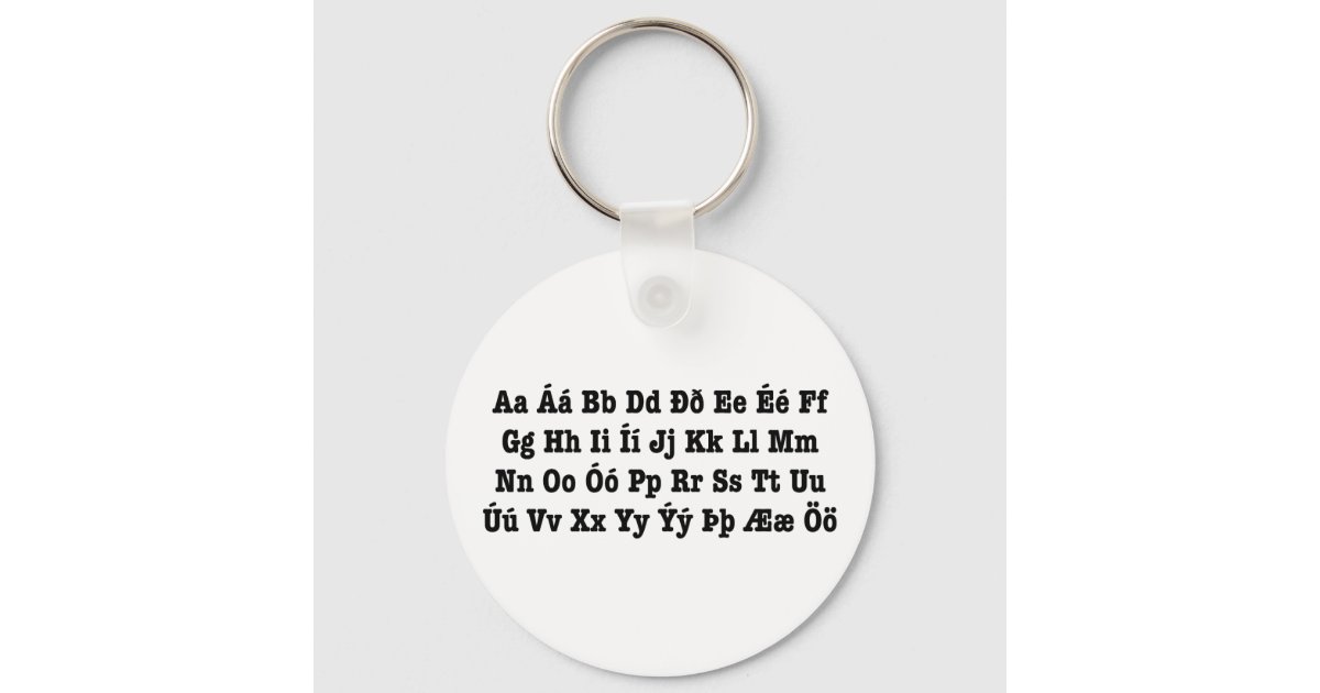 Icelandic Alphabet [Íslenska Stafrófið] Key Ring | Zazzle