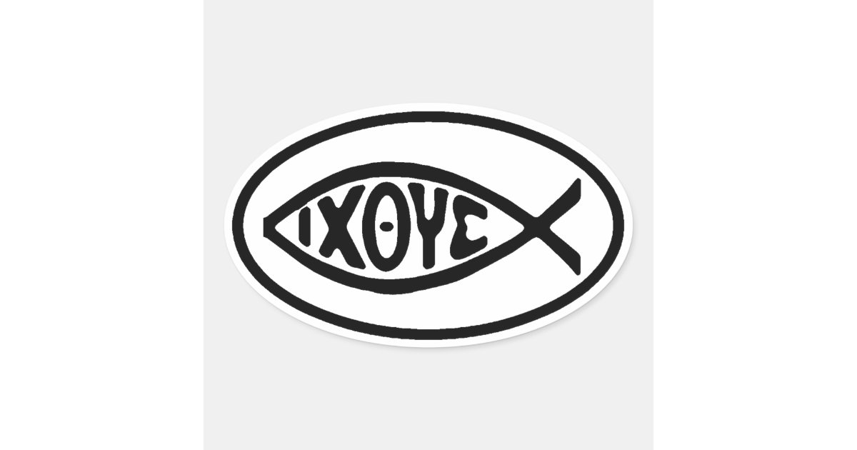 Ichthus Fish Symbol Oval Bumper Stickers | Zazzle