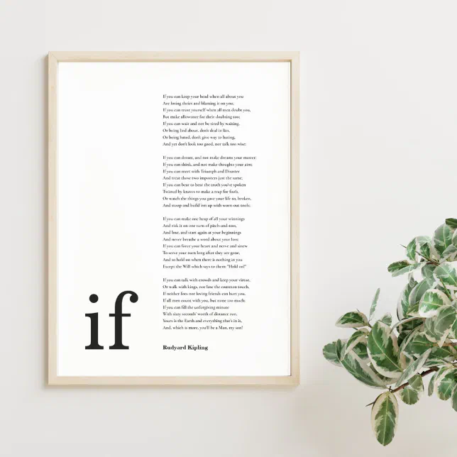 If Poem by Rudyard Kipling Poster | Zazzle